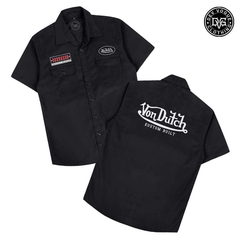 Jual DEVVOGUE / Kemeja Workshirt VON DUTCH / Work Shirt Premium Quality ...