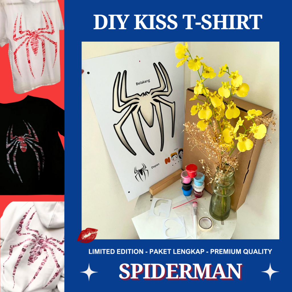 Jual Kiss Tshirt Spiderman DIY Kit Inisial Nama | Kaos Kiss | Tshirt Kiss | T Shirt Kiss DIY ...