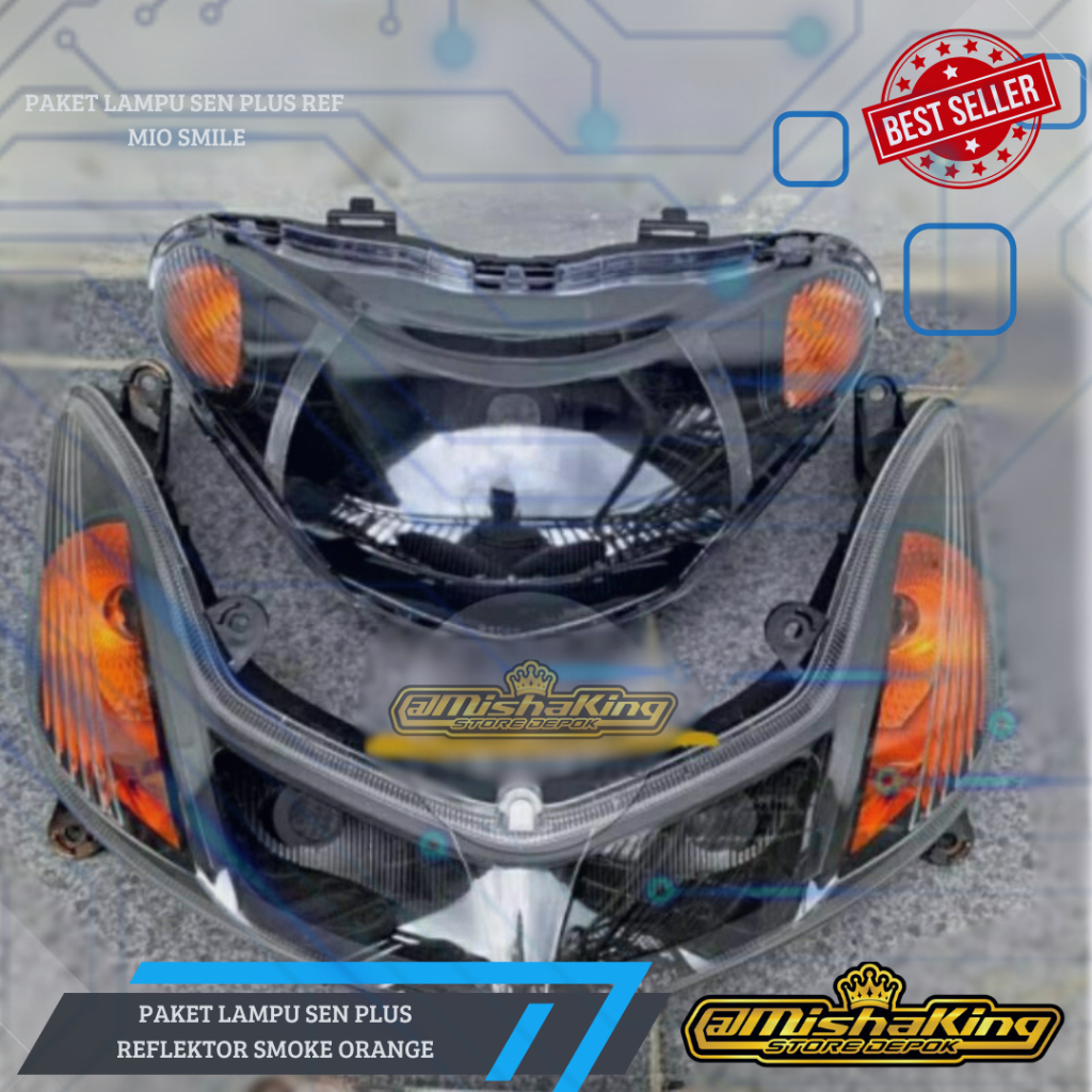 Jual PAKET REFLEKTOR LAMPU DEPAN MIO SMILE PLUS SEN MODIF SMOKE ORANGE ...