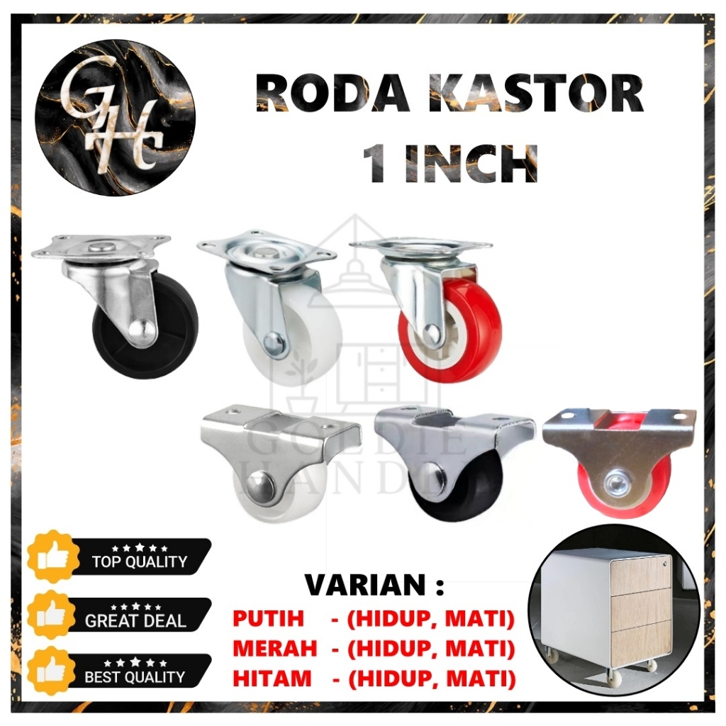Jual Roda Kastor Lemari 1 Inch Roda Caster Trolly PVC Nylon Roda Etalase Troley Hidup, Mati ...