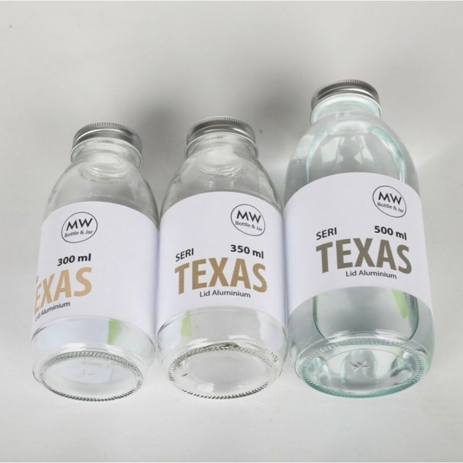 Jual Botol kaca bulat bening tutup Alumi seri TEXAS - 350ml | Shopee ...