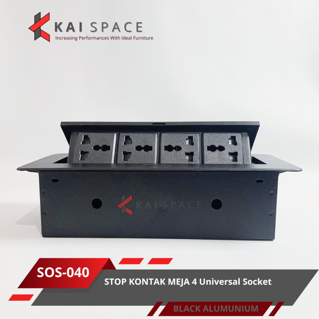Jual STOP KONTAK MEJA KANTOR MEJA KERJA 4 SOCKET 3 KAKI HITAM SPACELINE ...