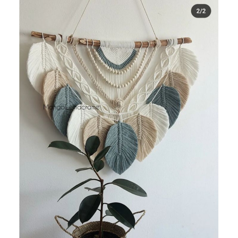 Jual Hiasan dinding Gantung daun Macrame SWAN model daun kaku-hiasan ...