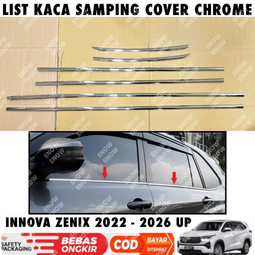 Jual List Kaca Samping Innova Zenix 2022 2024 2025 2026 up Cover Chrome ...