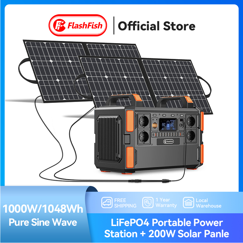 Jual 1000W 1048Wh | Flashfish Solar Genset Power Generator Portable Power Station 1000Watt Solar ...