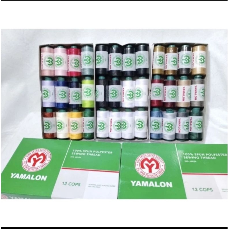 Jual COD Benang Jahit Yamalon 40/2 500 yard isi 12pcs / benang jahit ...