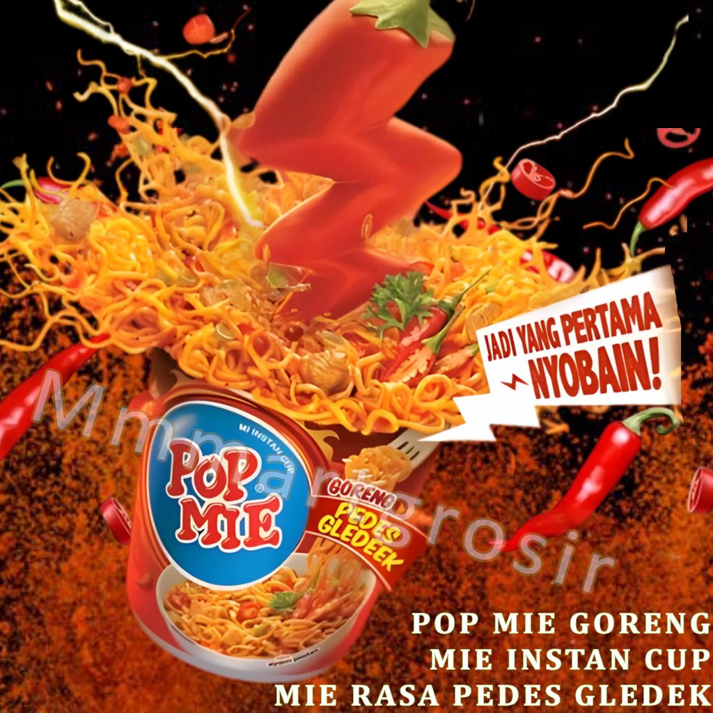 Jual Pop Mie Goreng / Mie Instan Cup / Mie Rasa Ayam Pedas Gledek ...