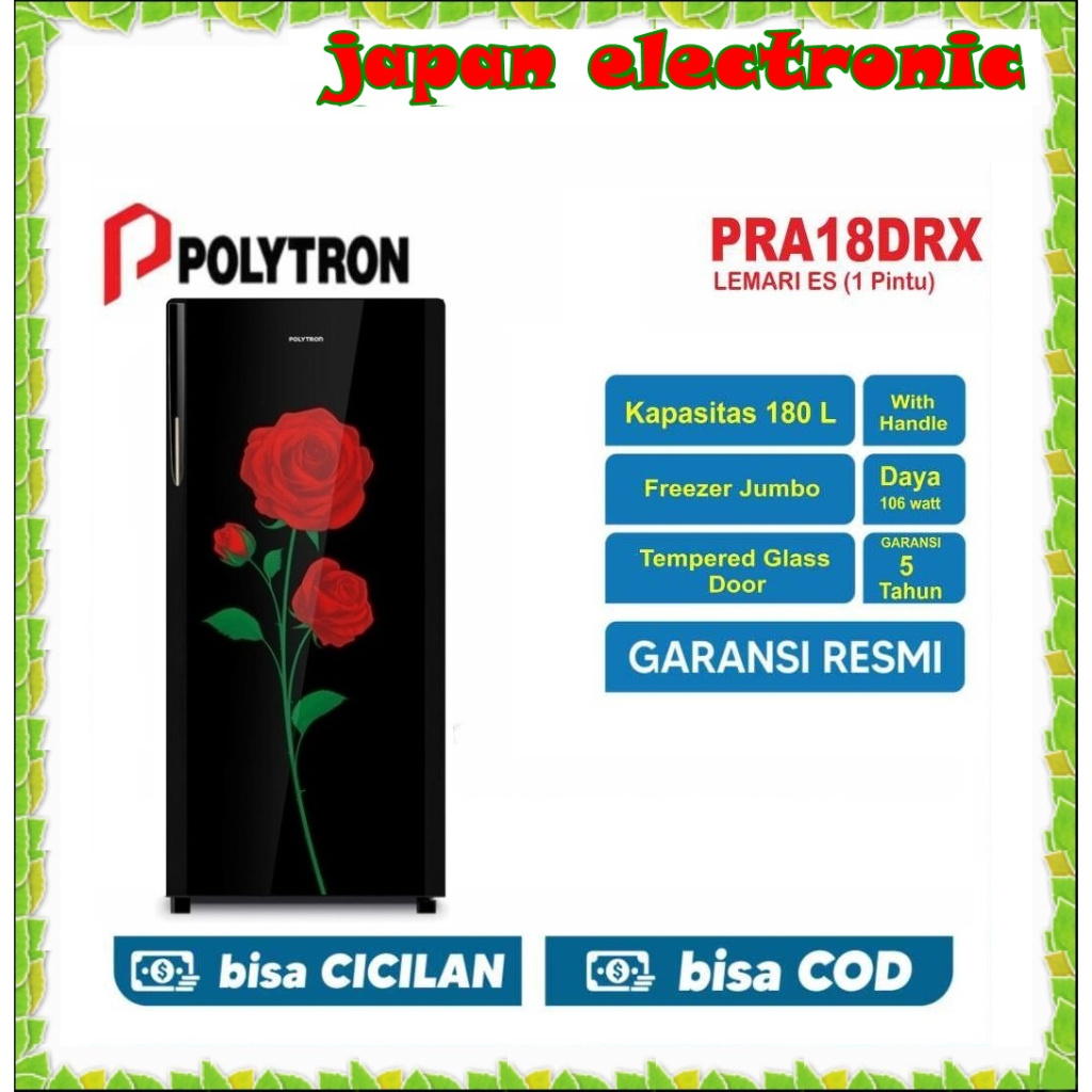 Jual Kulkas 1 Pintu POLYTRON PRA 18 DRX GAGANG Glass Door 180 Ltr Ice ...