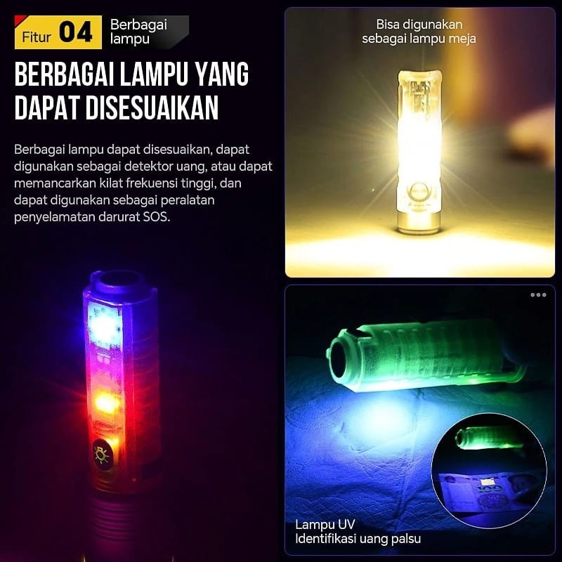 Jual Senter Mini 520A Transparan Senter Lampu Strobo Senter Multifungsi 520 8 Mode | Shopee ...