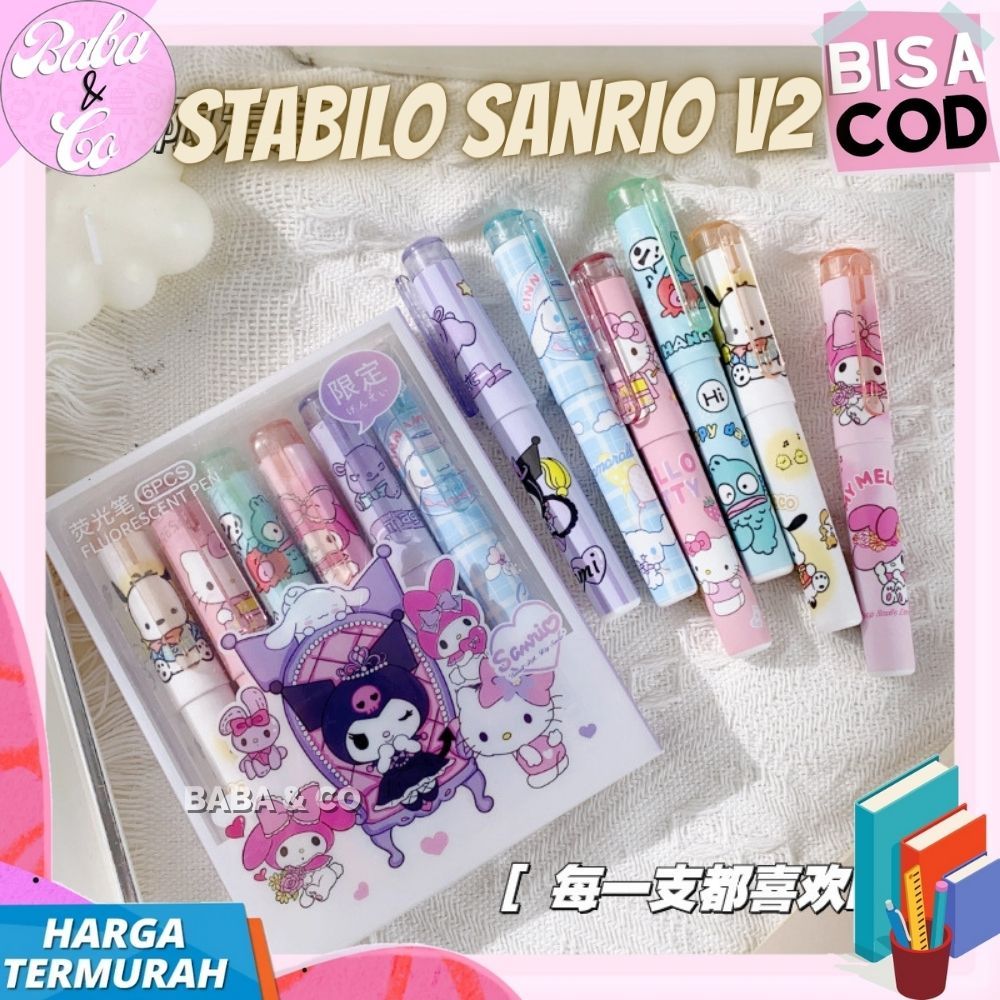 Jual STABILO SANRIO V2 HIGHLIGHTER SANRIO 1 SET 6 PCS SPIDOL STABILO ...