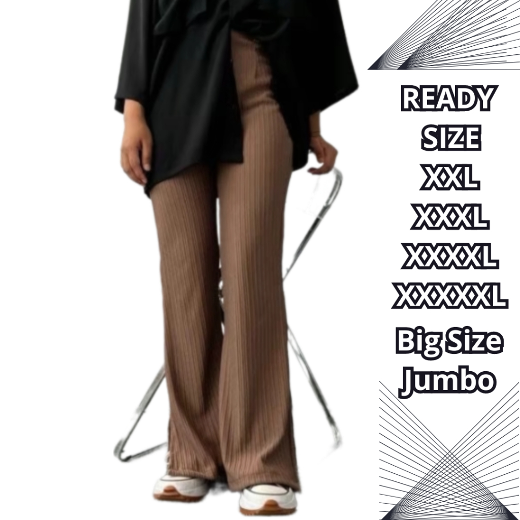Jual Knit Cutbray Pants Celana Panjang Wanita High Waist Jumbo Big Size ...