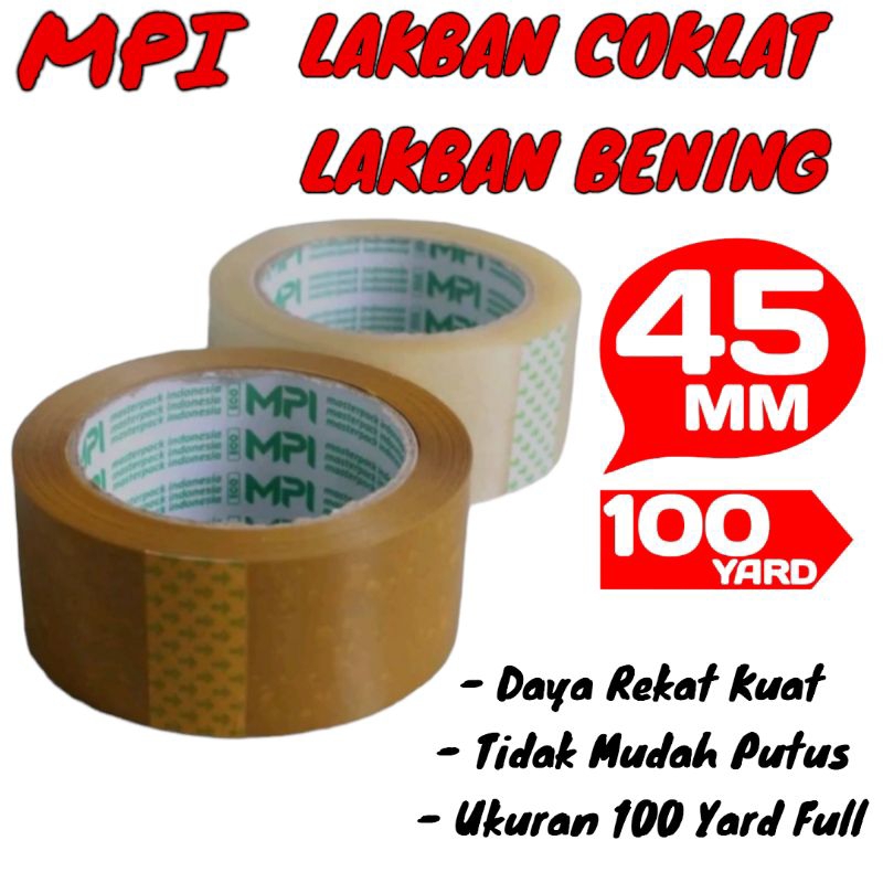 Jual per roll lakban bening lakban coklat MPI ekonomis 45 mm X 100 yard | Shopee Indonesia