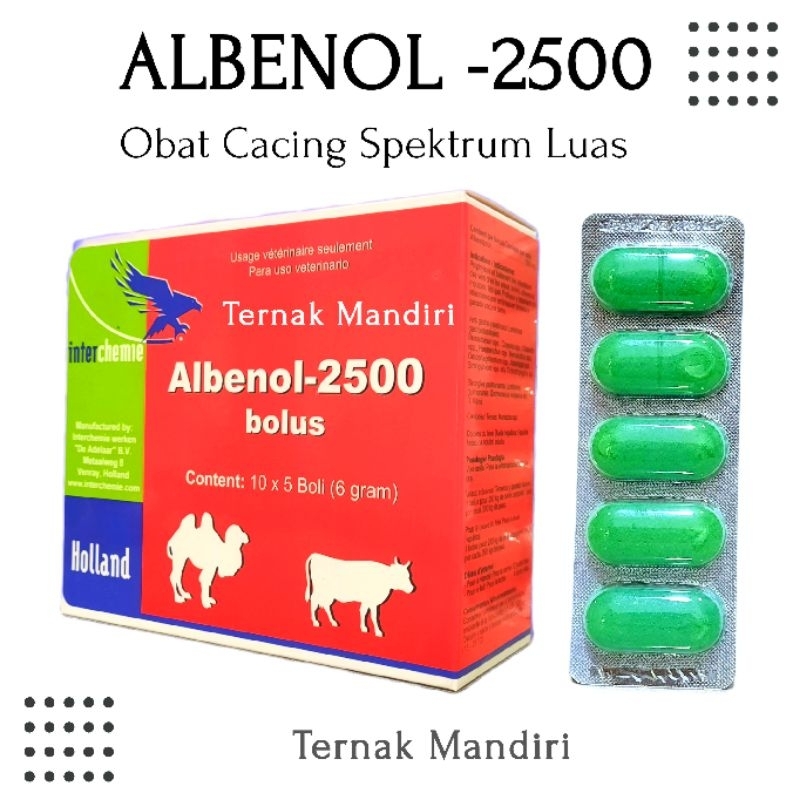 Jual ALBENOL-2500 1 STRIP ISI 5 KAPLET OBAT CACING SAPI KAMBING DOMBA ...