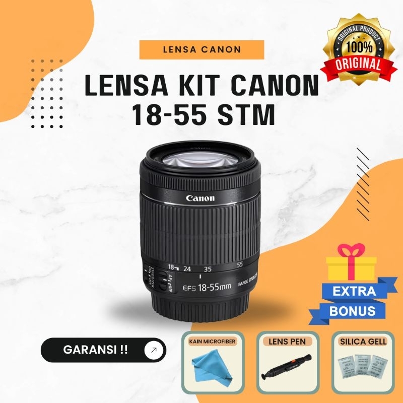 Jual LENSA KITT 18-55 STM CANON ORIGINAL AUTO FOKUS LEBIH CEPAT DAN HALUS | Shopee Indonesia