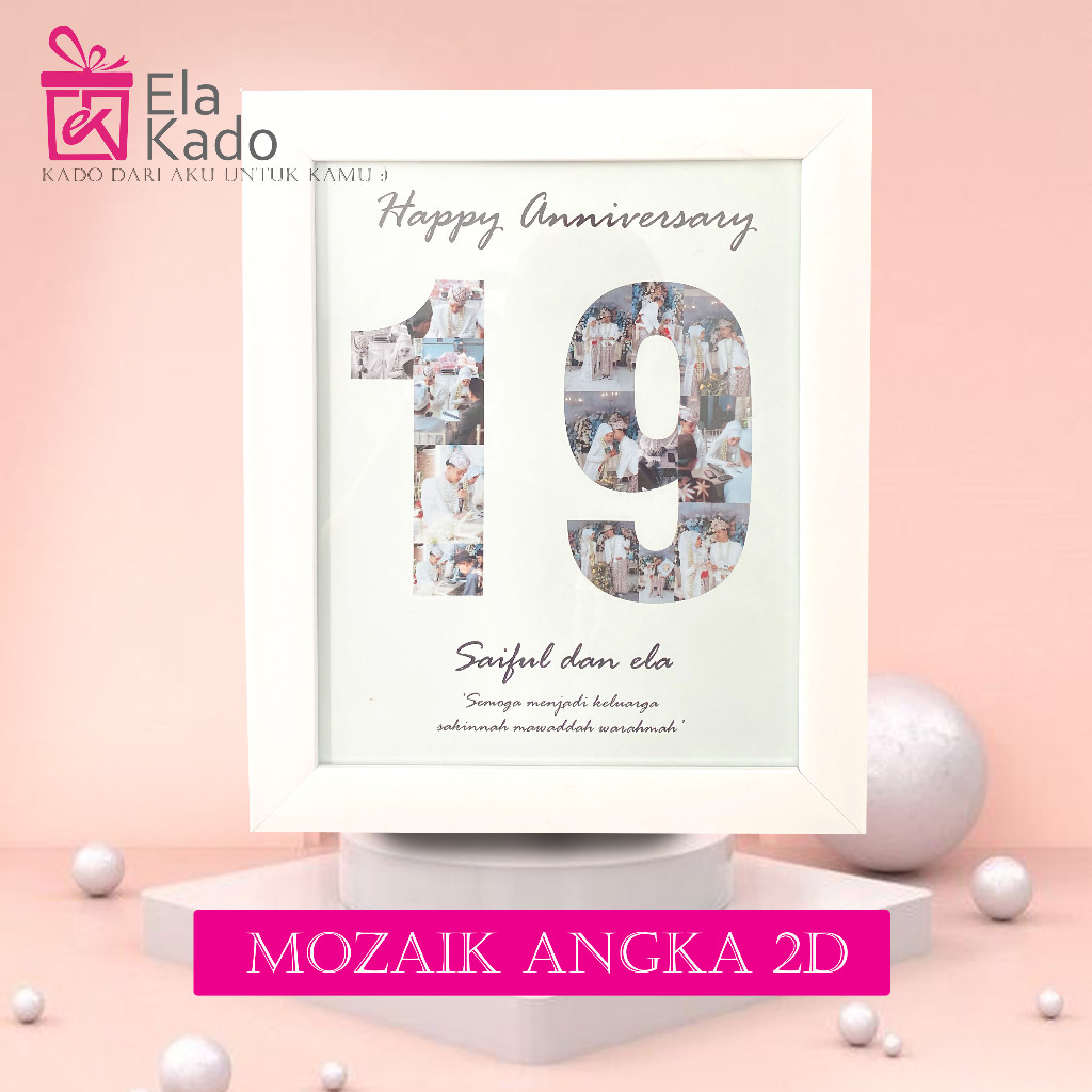 Jual FRAME KACA + CETAK + DESIGN Mozaik Angka Frame Ukuran 20 cm x 25 ...