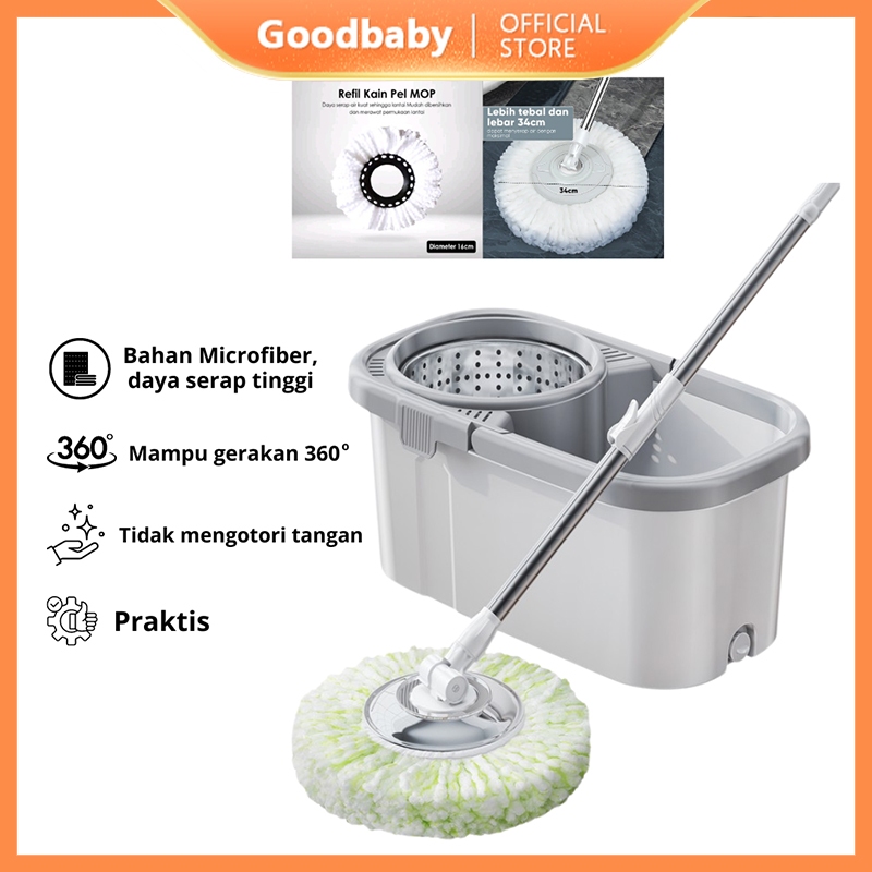 Jual Goodbaby | Alat Pel Lantai Otomatis | Spin Mop 360° | Super Mop Set 2 in 1 | Shopee Indonesia