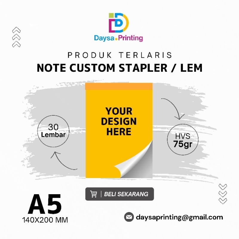 Jual BLOCKNOTE CUSTOM STAPLER / LEM ISI (Cetakan / Bergaris / Polos ...