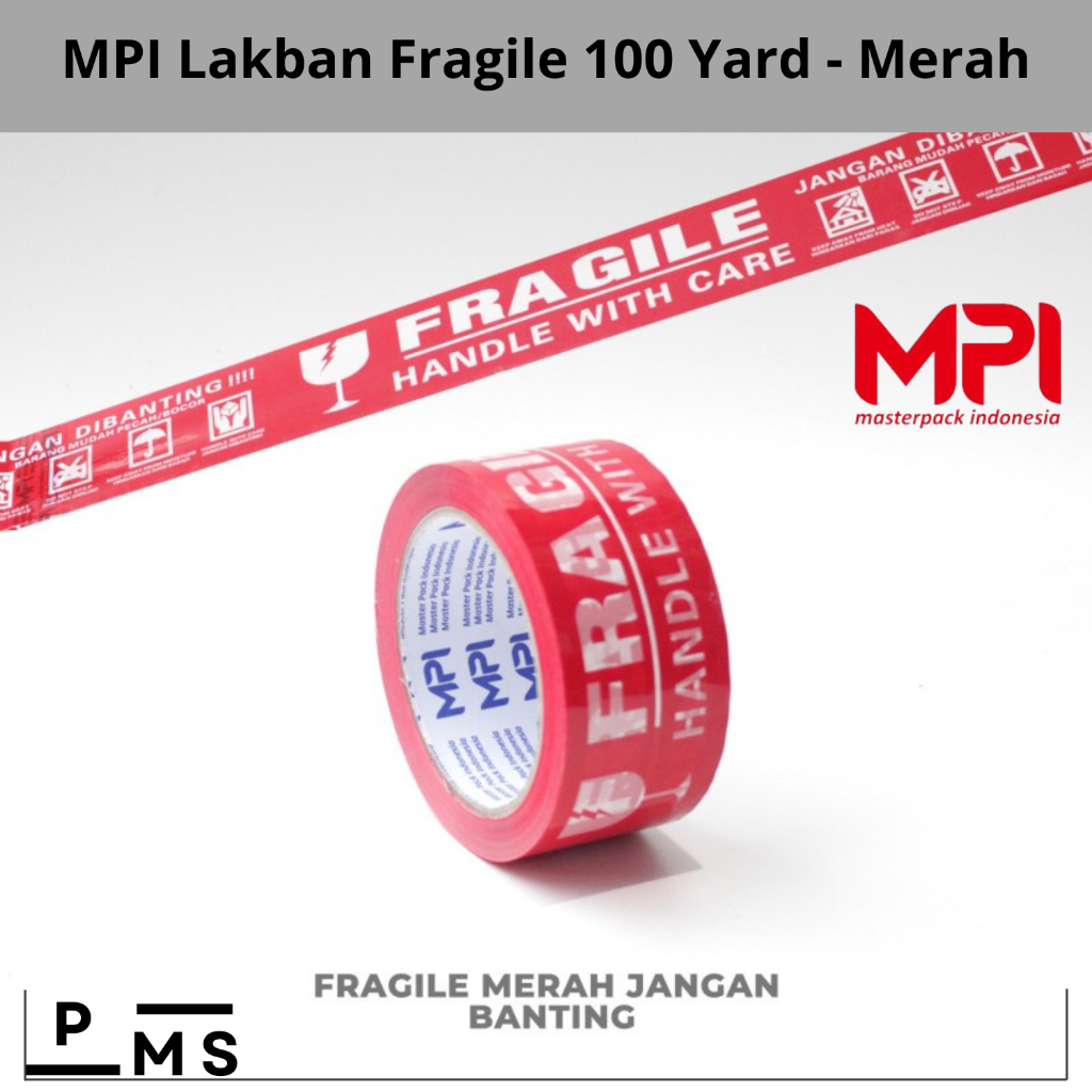 Jual LAKBAN FRAGILE MERAH 48MM x 100 YARD TEBAL MASTER PACK INDONESIA ...