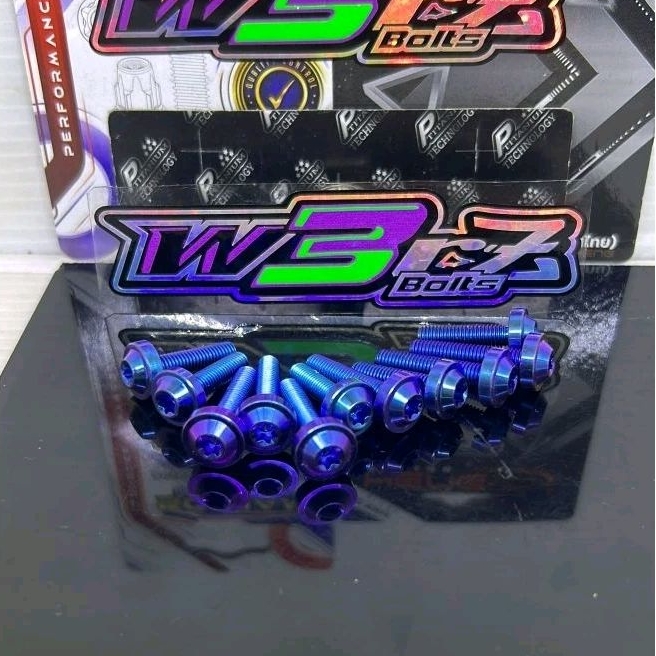Jual Baut probolt titanium blue purple m5 drat 8 m6 drat 10 big head ...