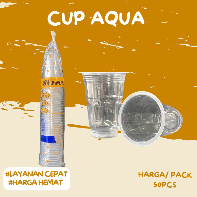 Jual Gelas Plastik Cup Aqua 220ml Bening isi 50 Pcs | Shopee Indonesia