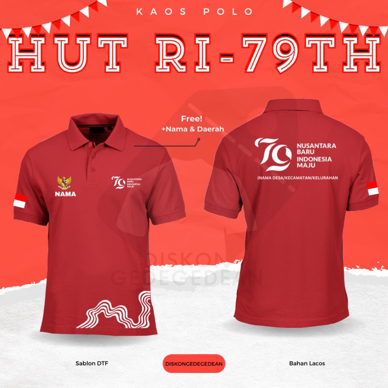 Jual Kaos Kerah Polo Paniti 17 Agustus Indonesia Merdeka 79 Tahun Indonesia Merdeka | Shopee ...