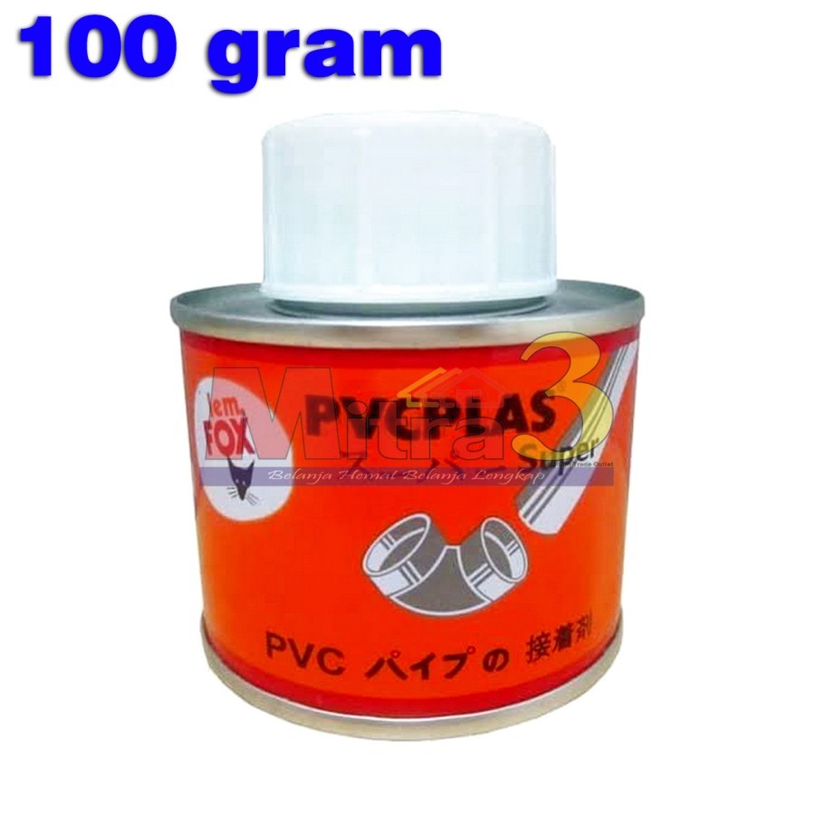 Jual Lem Pipa Kuas PVCPLAS 100g / Lem Fitting Pralon PVC 100 gr Fox ...