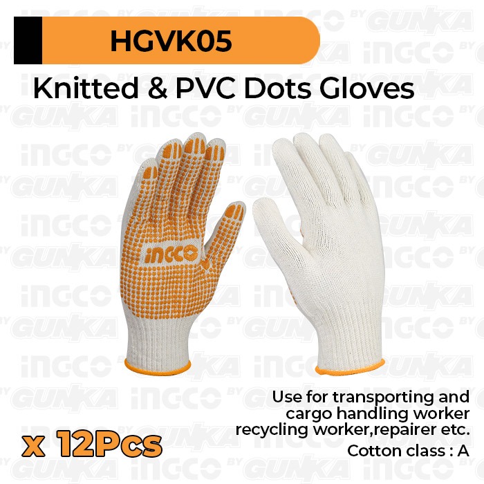 Jual 12-Pcs PVC Dotted Gloves INGCO HGVK05 Sarung Tangan Kerja Proyek ...
