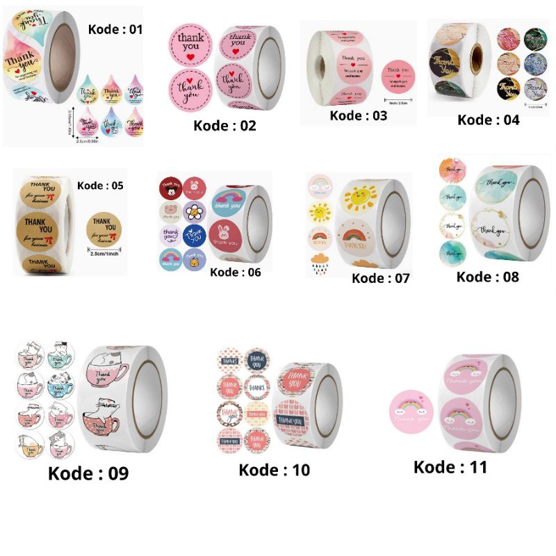 Jual 50 Pcs/1 Roll isi 500 Sticker/Stiker Label Thank You/Terima Kasih ...