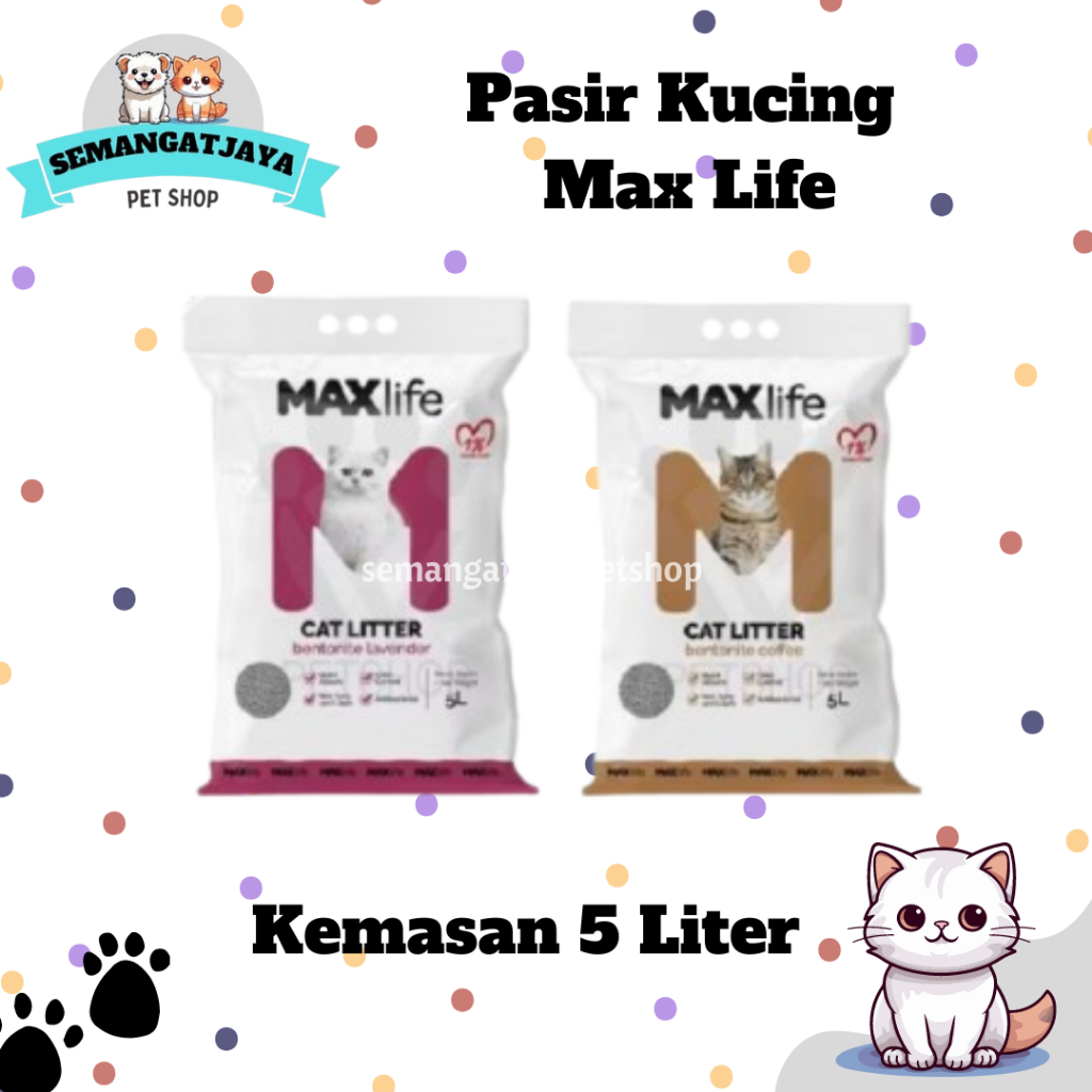 Jual Pasir Kucing - Pasir Maxlife Gumpal Wangi 5 Liter all varian ...