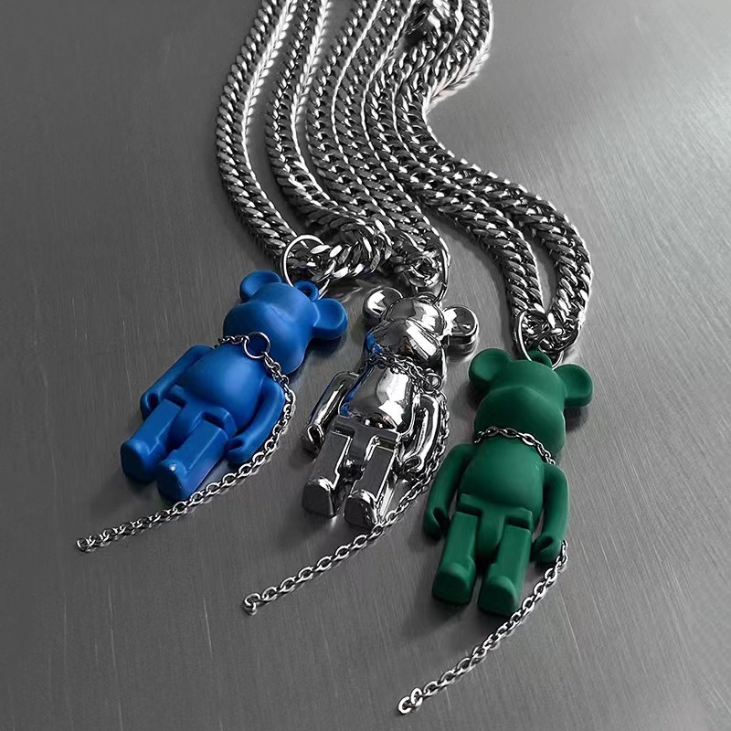 Jual The Goats Dept - Blue Silver Bear Brick Cuban Necklace Original ...