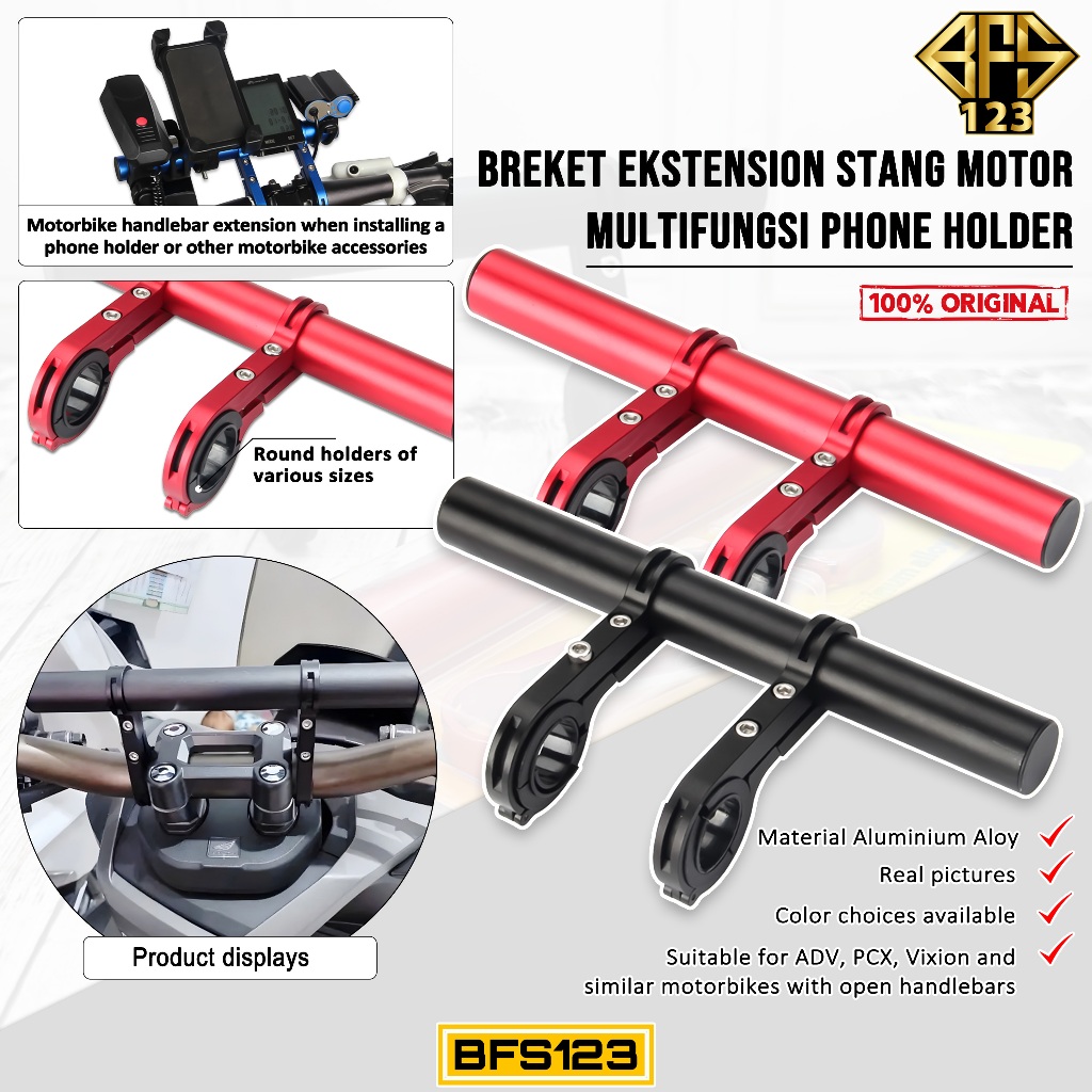 Jual Breket Ekstension Stang Motor Multifungsi Phone Holder Aluminium ...