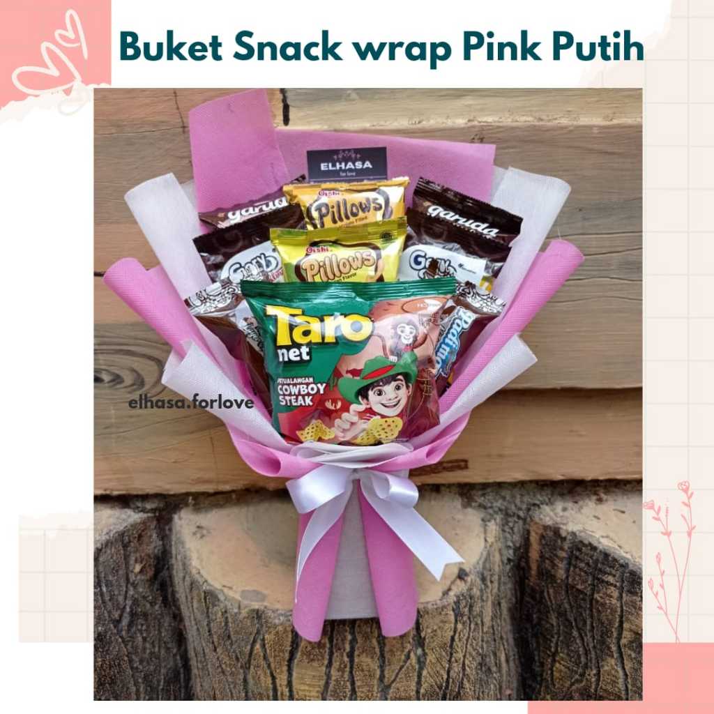 Jual (READY) Bucket snack wrapping pink putih - Buket snack murah ...