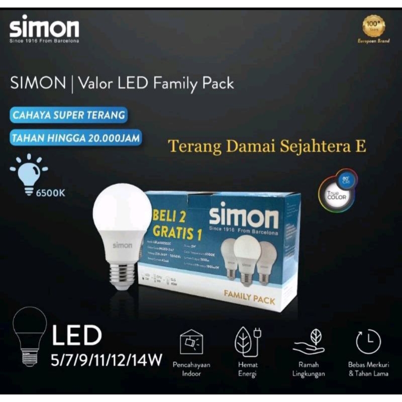 Jual Simon LED Family Pack Cahaya PutihTersedia varian Watt:7w9w12w14w ...