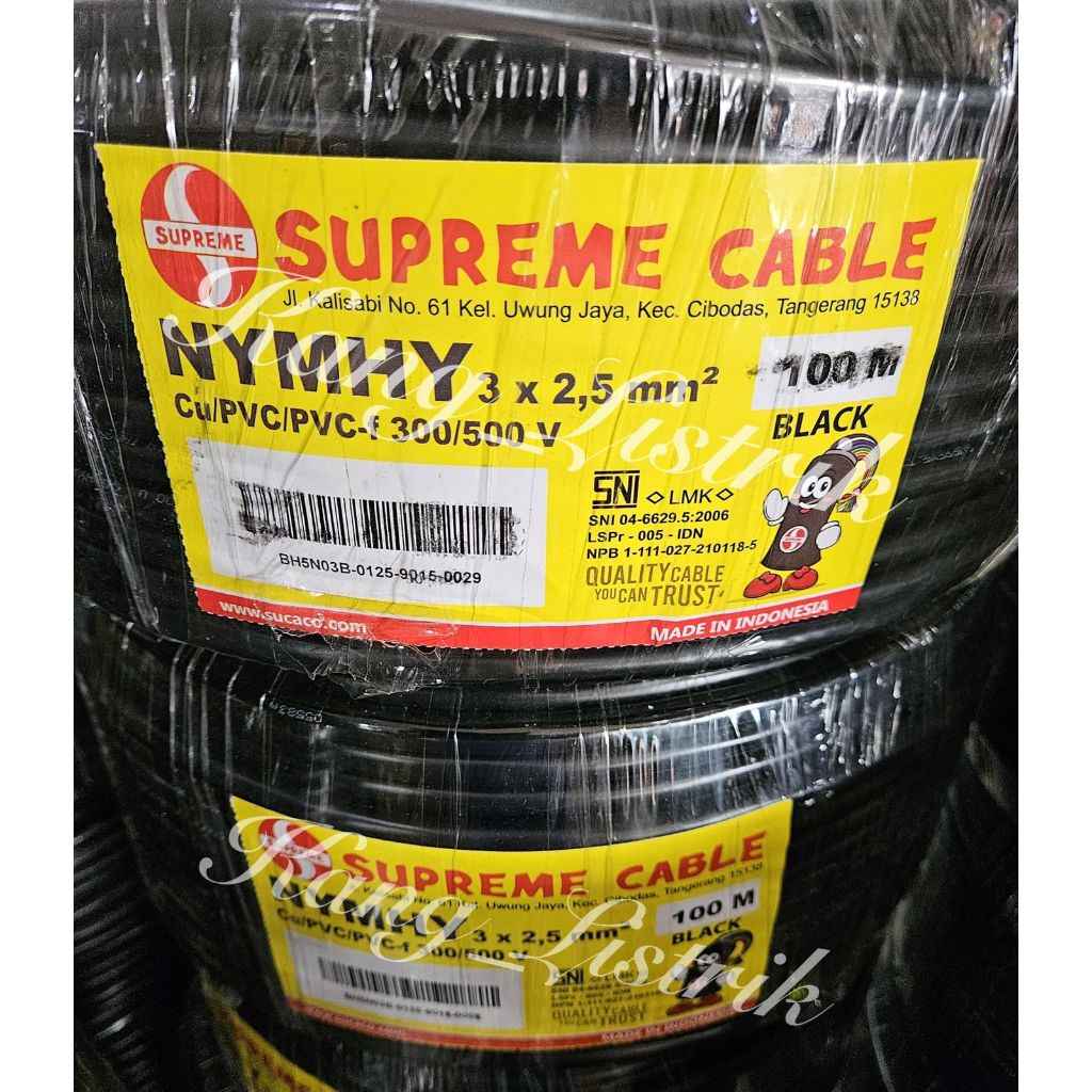 Jual Kabel Serabut Supreme Hitam NYMHY atau NYYHY 3x2,5mm PER100METER / 1 ROLL 100METER | Shopee ...