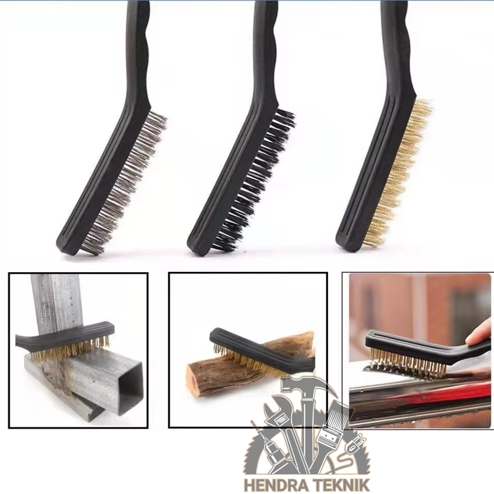 Jual SIKAT SET 3 PCS PANJANG 225MM STAINLESS KUNINGAN NILON SIKAT MESIN ...