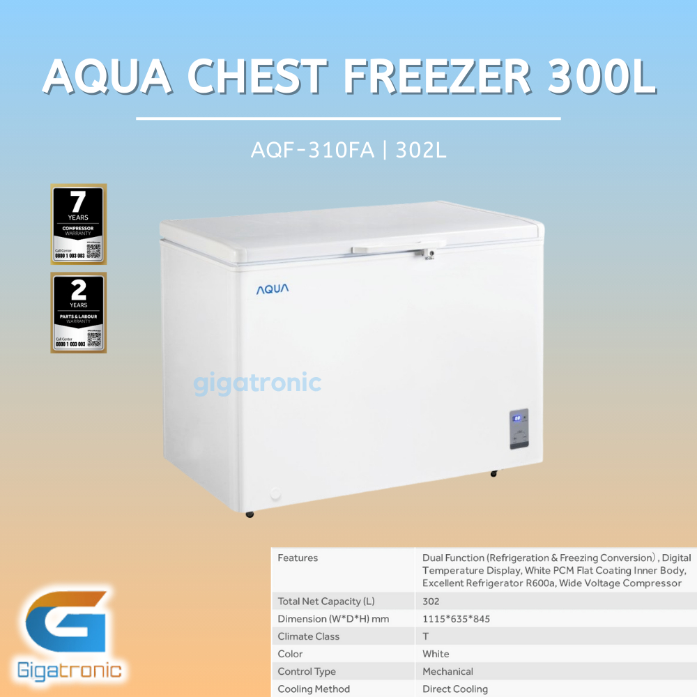 Jual AQUA Chest Freezer 302L AQF 310FA / AQF310FA / Freezer Box 310FA ...