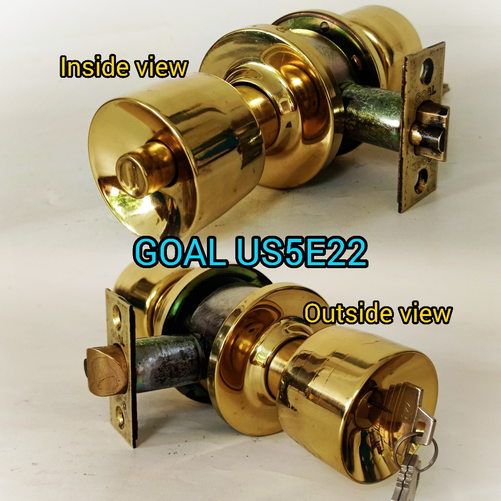 Jual Kunci pintu GOAL door lock US 5E, B/S 60, DT 40 Finish : Brass ...