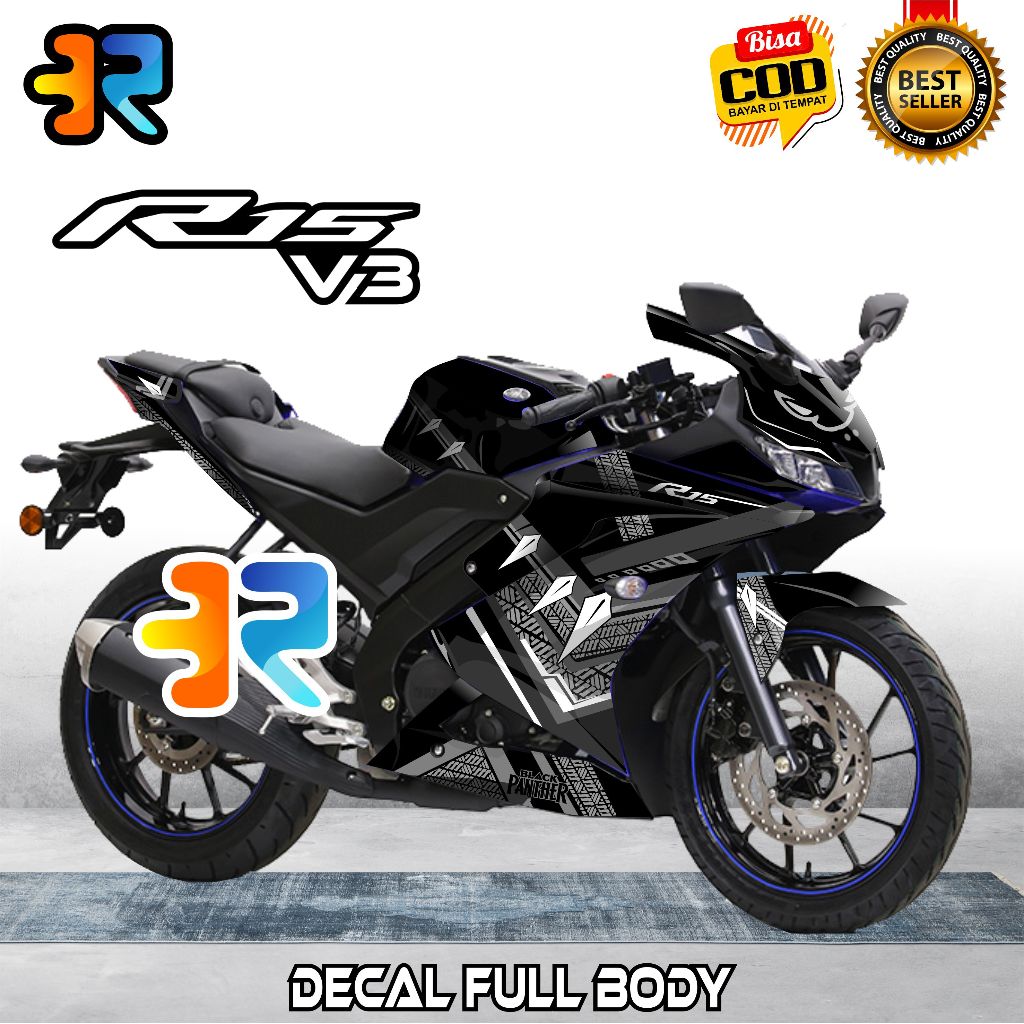 Jual Decal R15 V3 Full Body Variasi Desain BLACK PHANTER | Shopee Indonesia