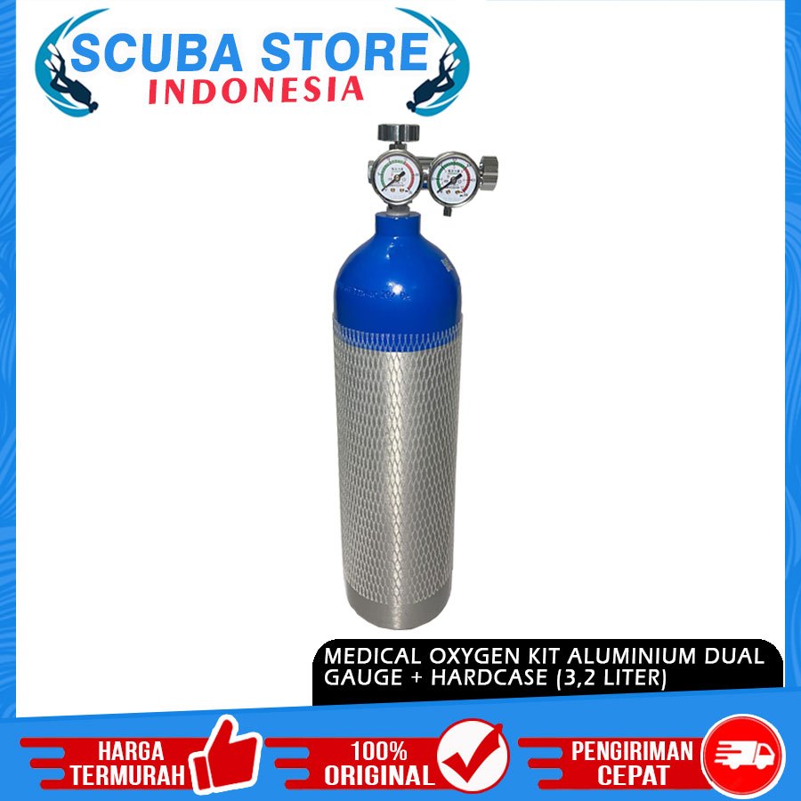 Jual Tank Medical Oxygen Kit O2 Portable 3,2 L Aluminium Set Tabung 3,2 ...