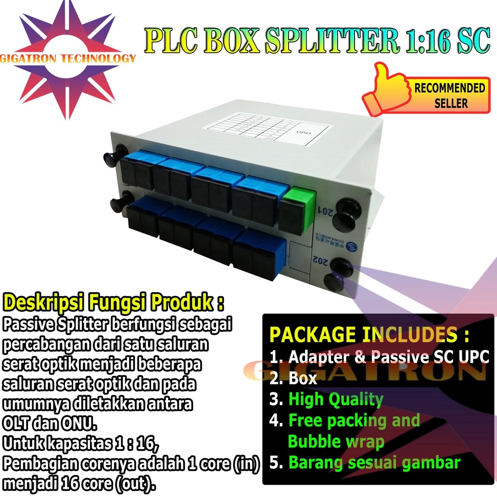 Jual Passive Splitter Box 116 SC UPC Pasif Splitter PLC BOX FO 1 16 ...