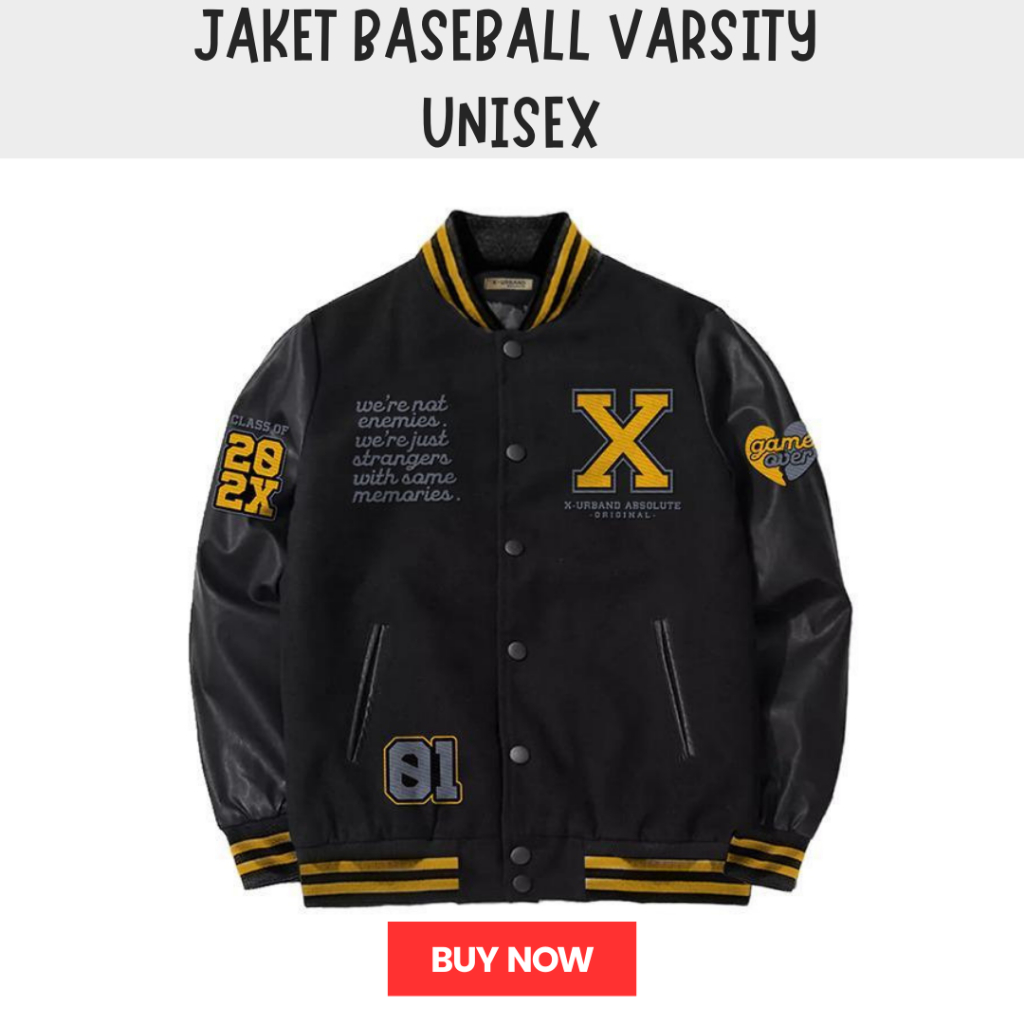 Jual Jaket Pria Wanita Varsity Baseball Premium dengan Detail Kulit ...