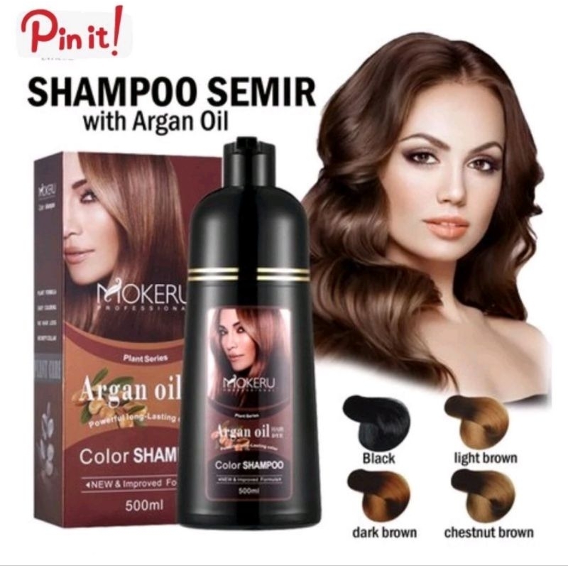 Jual Mokeru Argan Oil Hair Dye Color Shampoo 500ml | Shopee Indonesia