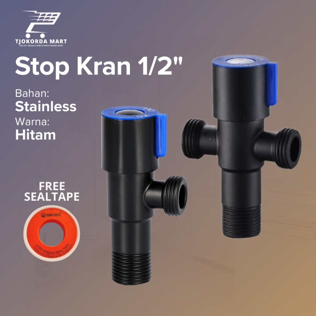 Jual Stop Kran 1/2 inch stop kran shower Closet kran shower hitam 1/2 ...