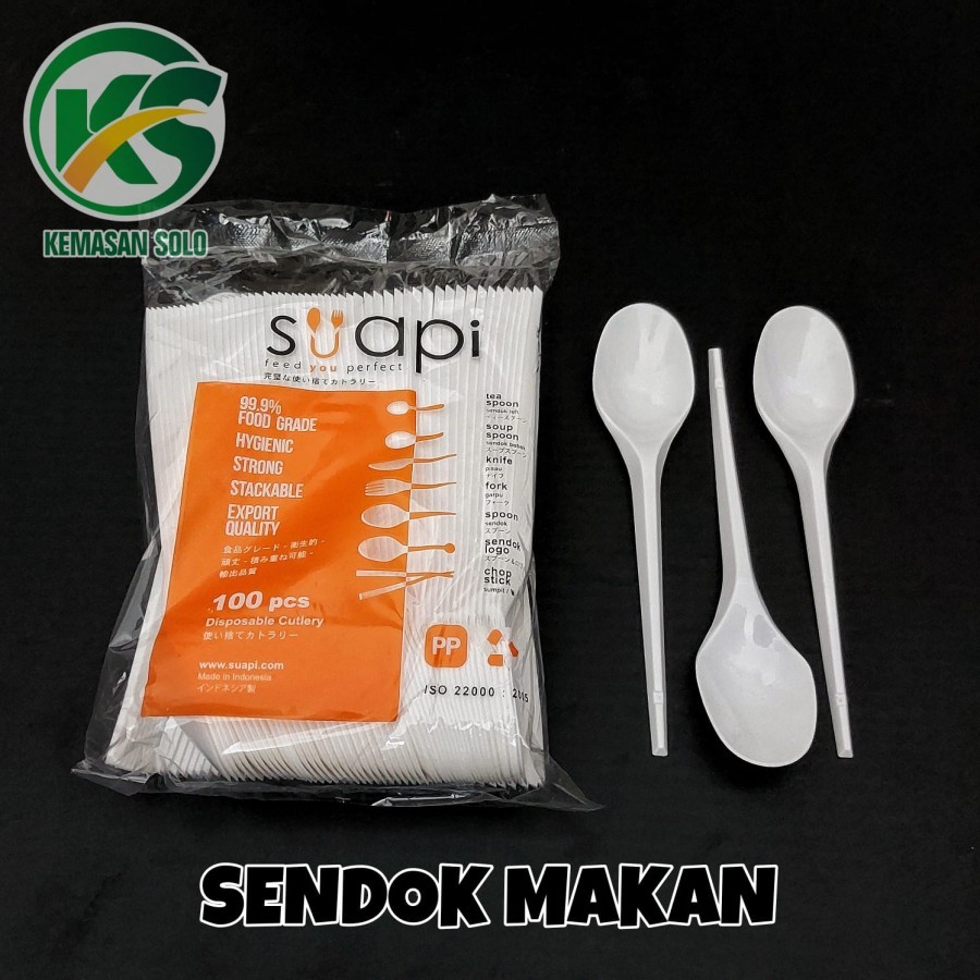 Jual Sendok makan SUAPI putih susu dop isi 100 | Shopee Indonesia