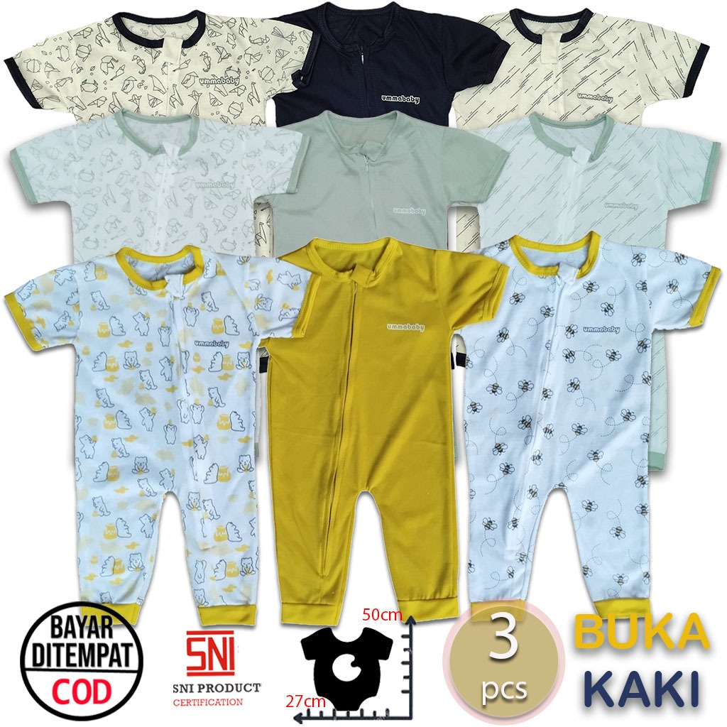 Jual ummababyshop 3 pcs Sleepsuit Bayi Baru Lahir Buka Kaki Romper Bayi ...
