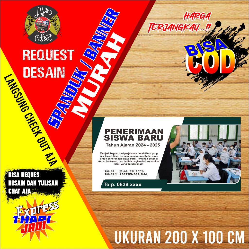 Jual SPANDUK CUSTOM SEKOLAH 1 UKURAN 200X100CM | Shopee Indonesia