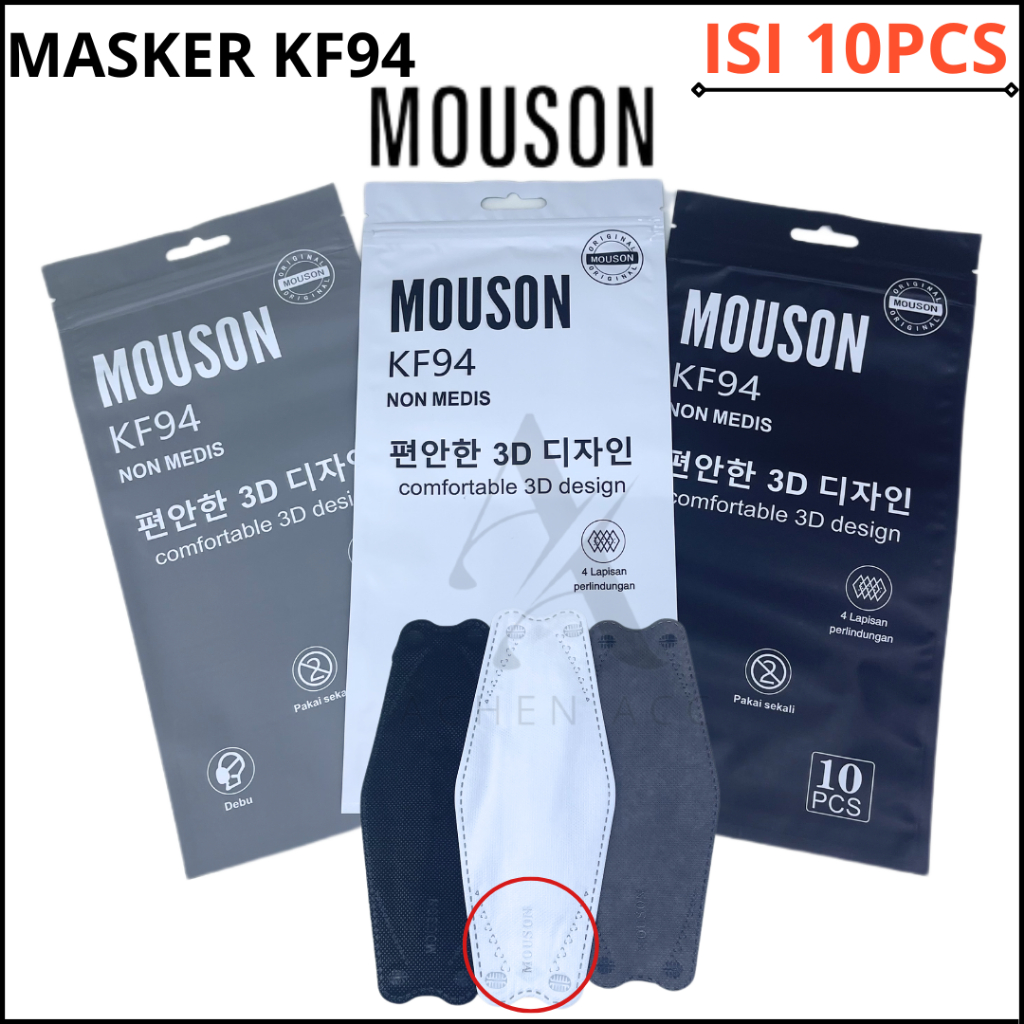 Jual Masker Kf94 Mouson Perpack Isi 10Pcs Masker Mouson Kf94 Masker Kf94 Korea Putih Hitam Abu ...