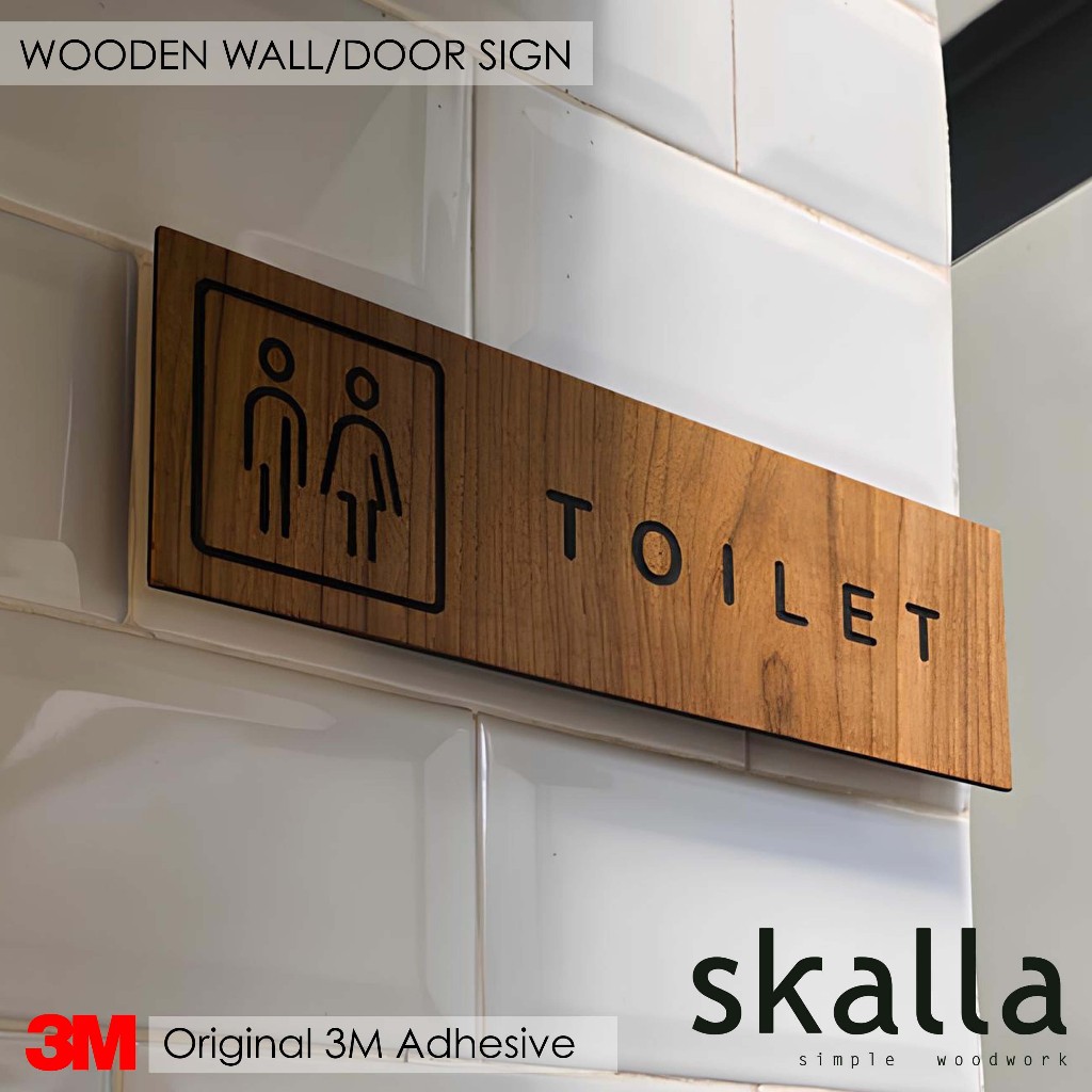 Jual Papan nama ruangan kayu wooden sign toilet arah informasi dinding ...