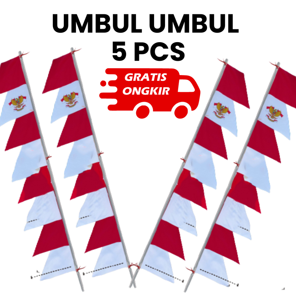 Jual (5PCS) BENDERA MERAH PUTIH UMBUL UMBUL 8 ZIG ZAG | Shopee Indonesia