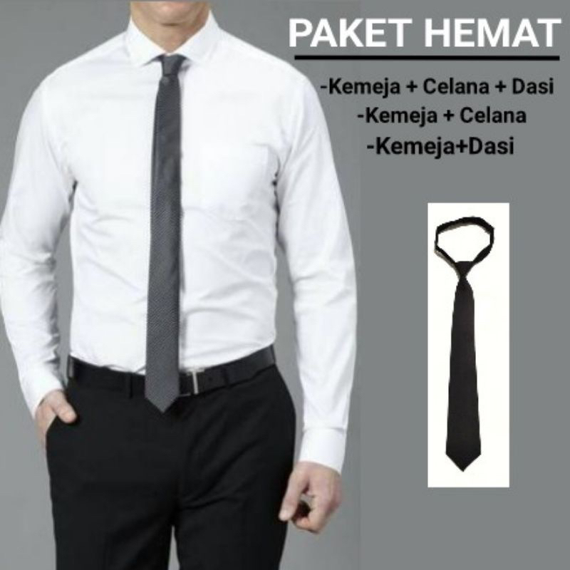 Jual Paket hemat kemeja putih polos lengan panjang + celana formal ...